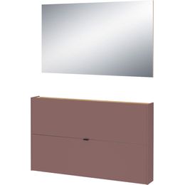 Garderoben-Set Germania "GW-Ameca", braun (toffee, navarra, eiche, nachbildung), B:140cm H:200cm T:19cm, Holzwerkstoff, Metall, Kastenm&ouml;bel-Sets, Garderoben-Set aus Schuhschrank und Spiegel