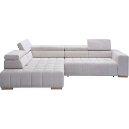 Ecksofa exxpo - SOFA FASHION "Elianos, hoher Sitzkomfort, aufwendige Kreuzsteppung im Sitz, L-Form", beige, B:307cm H:73cm T:201cm, Sofas, Ecksofa, Kopfteile & Sitztiefe verstellbar, ohne Bettfunktion, Cord, beige
