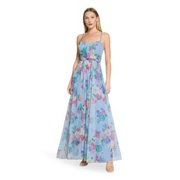 Abendkleid Vera Mont "Damen mit Blumenprint", Damen, Gr. 36, Normalgr&ouml;&szlig;en, blau, ros&eacute;, T&uuml;ll, Obermaterial: 100% Polyester. Besatz: 100% Polyamid. Futter: 100% Polyester, festlich, ausgestellt lang, Kleider Abendkleid