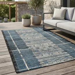 Teppich Gino Falcone "Outdoor-Africa 38" Gr. 1, blau, B:60cm H:5mm L:100cm, Kunstfaser, Teppiche, Teppich, Flachgewebe, Ethno Style, In- und Outdoor geeignet