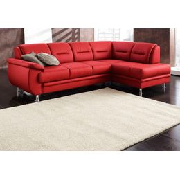 Sit & More Ecksofa SIT & MORE "Mailand L-Form, B: 250 cm", rot, B:250cm H:85cm T:164cm, Luxus-Kunstleder;Kunstleder Softlux;NaturLEDER (echtes Rindleder)/Korpus passendes Kunstleder Softlux;Luxus-Microfaser Altara Nubuck (100% Polyester), Sofas, Ecksofa, optional Bettfunktion,Ottomane,inkl 5 Jahre Herstellergarantie