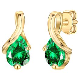 Paar Ohrstecker Rafaela Donata "Set: RD5045", gelb (gelbgold, gr&uuml;n), Ohrringe, Damen, 13,2mm,mit Zirkonia, Silber 925 (Sterlingsilber), mit Zirkonia