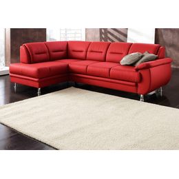 Sit & More Ecksofa SIT & MORE "Mailand L-Form, B: 250 cm", rot, B:250cm H:85cm T:164cm, Luxus-Kunstleder;Kunstleder Softlux;NaturLEDER (echtes Rindleder)/Korpus passendes Kunstleder Softlux;Luxus-Microfaser Altara Nubuck (100% Polyester), Sofas, Ecksofa, optional Bettfunktion,Ottomane,inkl 5 Jahre Herstellergarantie