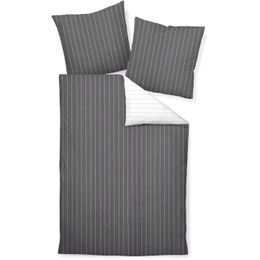 Wendebettw&auml;sche Janine "TANGO", grau (titan), B/L: 155cm x 200cm, 1 Stk., 1 Stk., Mako-Soft-Seersucker, B/L: 80cm x 80cm, 2 Stk., Mako-Soft-Seersucker, Obermaterial: 100% Baumwolle, Bettw&auml;sche, Wendebettw&auml;sche, mit Rei&szlig;verschluss
