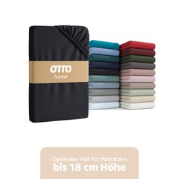Spannbettlaken OTTO HOME "PHYSALIS in BASIC und PREMIUM Qualit&auml;t, 100% Baumwolle", schwarz, B:160cm L:200cm, Jersey (160 g/m&sup2;), Obermaterial: 100% Baumwolle, Bettlaken, Spannbettlaken, f&uuml;r Matratzen bis 18 cm H&ouml;he, Bettlaken, Spannbetttuch, pflegeleicht
