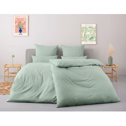 Bettw&auml;sche OTTO HOME "Luisa", jade, B/L: 135cm x 200cm, 1 Stk., 1 Stk., Baumwoll-Leinen Mix, B/L: 80cm x 40cm, 2, Baumwoll-Leinen Mix, Obermaterial: 65% Baumwolle, 35% Leinen, Bettw&auml;sche, Bettw&auml;sche, ab Gr. 135x200, auch in PREMIUM Qualit&auml;ten erh&auml;ltlich, Streifen
