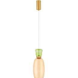NOVA LUCE Pendelleuchte "PLUMA", gr&uuml;n, gelb, goldfarben, 1, &Oslash; 15cm H: 179cm, 1 Stk., Leuchten, Pendelleuchte