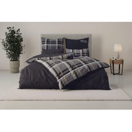 Wendebettw&auml;sche OTTO HOME "Talin", anthrazit, B/L: 135cm x 200cm, 1 Stk., 1 Stk., Linon, B/L: 80cm x 80cm, 2 Stk., Linon, Obermaterial: 100% Baumwolle, Bettw&auml;sche, Wendebettw&auml;sche, ab Gr. 135x200, 100% Baumwolle, Karo-Design, Marke H.I.S. by OTTO home