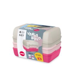 Lunchbox Emsa "Variabolo", grau, pink, B:11,8cm H:10,8cm L:16cm, Polyprophylen (PP), Lebensmittelaufbewahrungsbeh&auml;lter, Lunchbox, platzsparend, verschiedene Farbkombinationen, sp&uuml;lmaschinenfest