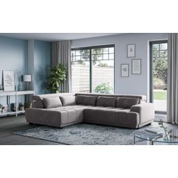 Ecksofa COTTA "Jade L Form, Breite: 270 cm, mit Kopfteilverstellung & Nierenkissen", grau (graphite), B:270cm H:90cm T:203cm, 92% POLYESTER (PES) / 8% POLYAMID (PA), Sofas, Ecksofa, optional elektr. Sitztiefenverstellung