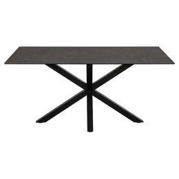 Esstisch ACTONA GROUP "Heaven mit Keramikplatte & stabilem Stahlgestell, mehrere Varianten", schwarz (schwarz, schwarz), B:160cm H:75,5cm T:90cm, Tische, Esstisch, mit schwarzer Keramik und schwarzem Stahlkreuz, L: 160 cm
