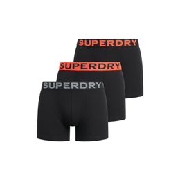 Boxershorts Superdry "BOXER TRIPLE PACK", Herren, Gr. S, 3 Stk., orange (schwarz, orange), Jersey, Obermaterial: 95% Baumwolle, 5% Elasthan, unifarben, figurbetont, Unterhosen, figurbetonte Passform, aus Baumwollmischung, pflegeleicht