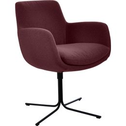 K+w Komfort & Wohnen Esszimmerstuhl K+W KOMFORT & WOHNEN "Pego Drehstuhl", rot (bordeaux 15), B:59cm H:84cm T:65cm, St&uuml;hle, Esszimmerstuhl, filigranem 4-Fu&szlig;-Gestell in schwarz