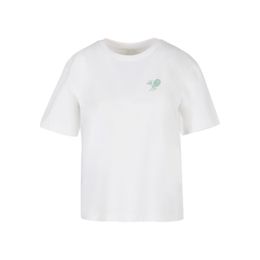 T-Shirt MISS TEE "Miss Tee Chasing Aces Tee", Damen, Gr. S, wei&szlig;, 100% Baumwolle, bedruckt, oversize, Rundhals, Shirts T-Shirt