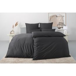 Bettw&auml;sche OTTO HOME "Luisa", anthrazit, B/L: 155cm x 220cm, 1 Stk., 1 Stk., Satin, B/L: 80cm x 80cm, 2 Stk., Satin, Obermaterial: 100% Baumwolle, Bettw&auml;sche, Bettw&auml;sche, ab Gr. 135x200, auch in PREMIUM Qualit&auml;ten erh&auml;ltlich, Streifen