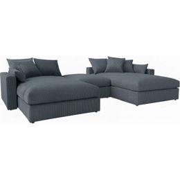 Wohnlandschaft OTTO HOME "Cosy Lounge U-Form, Breite 385 cm", anthrazit, B:385cm T:198cm, 100% Polyester, Sofas, Wohnlandschaft, Mega-Sofa mit Cordstoff bezogen, mit Federkern & 5 Zierkissen