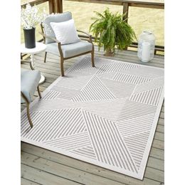 Outdoorteppich "Vill, LAGERR&Auml;UMUNG", grau (grau,wei&szlig;), B:140cm H:8mm L:200cm, Polypropylen, MyFlair M&Ouml;BEL & ACCESSOIRES, Teppiche, Outdoorteppich, modernes Design, Hoch-Tief Effekt, Outdoor geeignet, Balkon, Terrasse