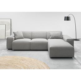 Ecksofa Home Affaire "Glimminge L-Form auch in Breitcord, Feincord + Easy care-Bezug", grau (light grau), B:264cm H:71cm T:191cm, 100% Polyester, Sofas, Ecksofa, Breite 264, Zierkissen