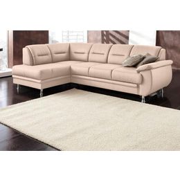 Sit & More Ecksofa SIT & MORE "Mailand L-Form, B: 250 cm", beige (natur), B:250cm H:85cm T:164cm, Luxus-Kunstleder;Kunstleder Softlux;NaturLEDER (echtes Rindleder)/Korpus passendes Kunstleder Softlux;Luxus-Microfaser Altara Nubuck (100% Polyester), Sofas, Ecksofa, optional Bettfunktion,Ottomane,inkl 5 Jahre Herstellergarantie