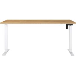Schreibtisch Germania "Boras", wei&szlig; (grandson, eiche, nachbildung, wei&szlig;, wei&szlig;, grandson, eiche, nachbildung), B:160cm H:120cm T:80cm, Tische, Schreibtisch, Breite 120/140/160/180 cm, Metallgestell, elektrisch h&ouml;henverstellbar