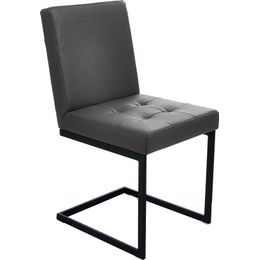 K+w Komfort & Wohnen Esszimmerstuhl K+W KOMFORT & WOHNEN "Freischwinger", braun (mocca 78), 1 Stk., Leder CASAY, St&uuml;hle, Esszimmerstuhl, Freischwingergestell aus Vierkantrohr schwarz, hoher Sitzkomfort