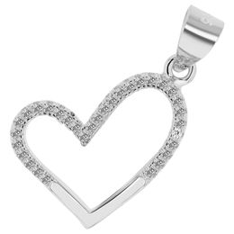 Adelia&acute;s Kettenanh&auml;nger ADELIA&acute;S "Anh&auml;nger &ndash; Herz Herzanh&auml;nger aus 925 Silber mit Zirkonia", silber, Schmuckanh&auml;nger, Damen, Silber 925 (Sterlingsilber), Kettenanh&auml;nger, Ein stilvolles Geschenk f&uuml;r besondere Momente