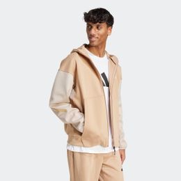 Kapuzensweatshirt adidas Sportswear "ADIDAS Z.N.E. FULL-ZIP", Herren, Gr. M, braun (warm sandstone, clay braun), Obermaterial: 57% Polyester, 43% Baumwolle, angesetztes B&uuml;ndchen, Sweatshirts