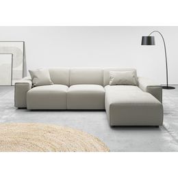 Ecksofa Home Affaire "Glimminge L-Form auch in Breitcord, Feincord + Easy care-Bezug", grau (hellgrau), B:264cm H:71cm T:191cm, 100% Polyester, Sofas, Ecksofa, Breite 264, Zierkissen