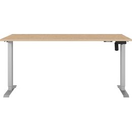 Schreibtisch Germania "Boras", lindberg, eiche, nachbildung, silber, silber, lindberg, eiche, nachbildung, B:160cm H:120cm T:80cm, Tische, Schreibtisch, Breite 120/140/160/180 cm, Metallgestell, elektrisch h&ouml;henverstellbar