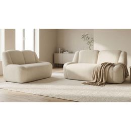 Polstergarnitur DOMO collection "Ryos, 2-Sitzer und 2,5-Sitzer, organische Form", beige (creme), H:82cm T:93cm, 100% Polyester, Sitzm&ouml;bel-Sets, skulpturale Opik, cozy chic