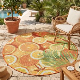 Teppich Sansibar "Rantum Beach 001", orange, H:5mm &Oslash;:160cm, Polypropylen, Teppiche, Teppich, Flachgewebe, modernes Sommer Design, In- und Outdoor geeignet