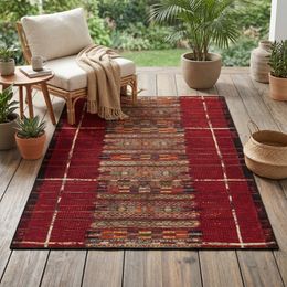 Teppich Gino Falcone "Outdoor-Africa 38" Gr. 6, rot, B:240cm H:5mm L:340cm, Kunstfaser, Teppiche, Teppich, Flachgewebe, Ethno Style, In- und Outdoor geeignet