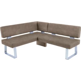 K+w Komfort & Wohnen Eckbank K+W KOMFORT & WOHNEN "Santos II Esszimmerbank", beige (sand), B:180cm H:87cm T:157cm, 100% Polyester, Sitzb&auml;nke, Eckbank, gepolstert, Eckbank, wahlweise langer Schenkel 180cm rechts oder links