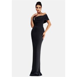 Jerseykleid MODA MINX "Zoe One Shoulder Dress", Damen, Gr. L, EURO-Gr&ouml;&szlig;en, schwarz, 100% Polyester, unifarben, lang, Carmenausschnitt, Kleider Jerseykleid, im schulterfreien Design