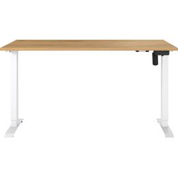 Schreibtisch Germania "Boras", wei&szlig; (navarra, eiche, nachbildung, wei&szlig;, wei&szlig;, navarra, eiche, nachbildung), B:140cm H:120cm T:80cm, Tische, Schreibtisch, Breite 120/140/160/180 cm, Metallgestell, elektrisch h&ouml;henverstellbar