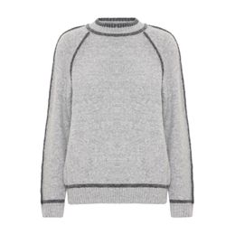 Strickpullover B.Young "Strickpullover BYNINNA", Damen, Gr. XL, grau (mid grau melange mix), Obermaterial: 50% Polyester PES. 15% Wolle mw. 13% Polyester PES. 9% Polyacryl PAN. 9% Polyamid PA., Pullover Strickpullover