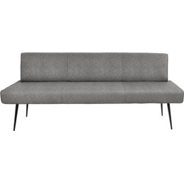 K+w Komfort & Wohnen Essbank K+W KOMFORT & WOHNEN "Giacomo I Polsterbank", grau (lightgrau, schwarz), B:200cm H:87cm T:62cm, Sitzb&auml;nke, Essbank, Metallf&uuml;sse in schwarz, wahlweise in der Breite 200cm oder 177cm