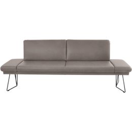K+w Komfort & Wohnen Essbank K+W KOMFORT & WOHNEN "Pego Polsterbank", grau (stahl 85), B:226cm H:88cm T:66cm, Sitzb&auml;nke, Essbank, Seitenteilverstellung, wahlweise in 206 oder 226cm, Echtleder Bezug