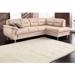 Sit & More Ecksofa SIT & MORE "Mailand L-Form, B: 250 cm", beige (natur), B:250cm H:85cm T:164cm, Luxus-Kunstleder;Kunstleder Softlux;NaturLEDER (echtes Rindleder)/Korpus passendes Kunstleder Softlux;Luxus-Microfaser Altara Nubuck (100% Polyester), Sofas, Ecksofa, optional Bettfunktion,Ottomane,inkl 5 Jahre Herstellergarantie