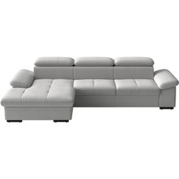 Sit & More Ecksofa SIT & MORE "Viola, L-Form, B: 260 cm", grau (silber), B:260cm H:73cm T:174cm, 100% Polyester, Sofas, Ecksofa, optional Bettfunktion,inkl Armteil- & Kopfteilverstellung
