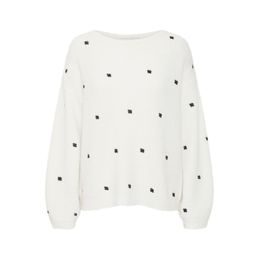 Strickpullover B.Young "Strickpullover BYOTIKI", Damen, Gr. L, wei&szlig; (marshmallow mix), Obermaterial: 40% Polyester PES. 35% Nylon NY. 10% Wolle mw. 6% Alpaka WP. 5% Elasthan EL., Pullover Strickpullover