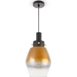 Paco Home Pendelleuchte "DORA", schwarz (goldfarben), &Oslash; 14cm, Leuchten, H&auml;ngelampe Pendelleuche Glas Esstisch Industriell Vintage E27 Modern, Pendelleuchte