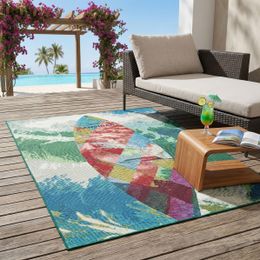 Teppich Sansibar "Rantum Beach SA-024", bunt (multicolor), B:80cm H:5mm L:165cm, Polypropylen, Teppiche, Teppich, Flachgewebe, modernes Design, Motiv Surfboard, In- & Outdoor geeignet