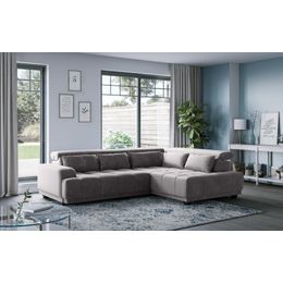Ecksofa COTTA "Jade L Form, Breite: 270 cm, mit Kopfteilverstellung & Nierenkissen", grau (graphite), B:270cm H:90cm T:203cm, 92% POLYESTER (PES) / 8% POLYAMID (PA), Sofas, Ecksofa, optional elektr. Sitztiefenverstellung