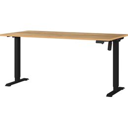 Schreibtisch Germania "Boras", braun (navarra, eiche, nachbildung, schwarz, schwarz, navarra, eiche, nachbildung), B:160cm H:120cm T:80cm, Tische, Schreibtisch, Breite 120/140/160/180 cm, Metallgestell, elektrisch h&ouml;henverstellbar