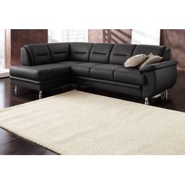 Sit & More Ecksofa SIT & MORE "Mailand L-Form, B: 250 cm", schwarz, B:250cm H:85cm T:164cm, Luxus-Kunstleder;Kunstleder Softlux;NaturLEDER (echtes Rindleder)/Korpus passendes Kunstleder Softlux;Luxus-Microfaser Altara Nubuck (100% Polyester), Sofas, Ecksofa, optional Bettfunktion,Ottomane,inkl 5 Jahre Herstellergarantie