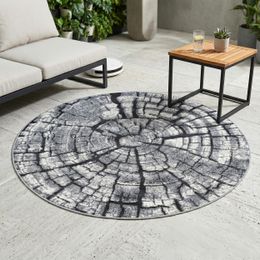 Teppich Gino Falcone "Aurora GF-095", grau, H:5mm &Oslash;:80cm, Polypropylen, Teppiche, Teppich, Holz Optik, ideal im Wohnzimmer & Schlafzimmer
