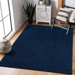 Teppich Carpet City "Frise&eacute;-Teppich FANCY805", blau, B:120cm H:12mm L:160cm, Polypropylen, Teppiche, Teppich, L&auml;ufer, Kurzflor, Einfarbig, 3D-Optik, Zickzack Look, Wohnzimmer