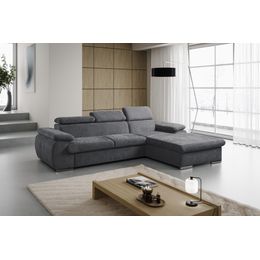 Ecksofa WERK2 "Cosmo modern und bequem, Breite 282cm, L-Form", dunkelgrau, B:282cm H:99cm T:192cm, 100% Polyester, Sofas, Ecksofa, Eckcouch mit Schlaffunktion, Bettkasten & verstellbaren Kopfteilen