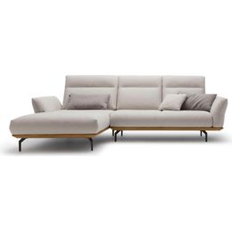 Ecksofa "CR.460 Designsofa, verstellbare R&uuml;ckenlehne, hochwertig & bequem", grau (seidengrau 044, 12), B:298cm H:103cm T:183cm, Chenille COCO (72% Polyester 15% Baumwolle 13% Polyacryl), CREATION BY ROLF BENZ, Sofas, Ecksofa, Sockel in Nussbaum, Winkelf&uuml;&szlig;e in Umbragrau, Breite 298 cm
